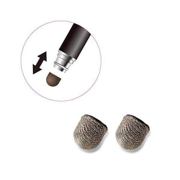 導電繊維を採用し、なめらかなペン滑りを実現。 2WAYタッチペン(P-TP2WY01シリーズ、PCTP2WY01シリーズ、PWTP2WY01BK)の導電繊維側および導電繊維タッチペン“AL.STYLIS”(P-TPATPCF01シリーズ、P...