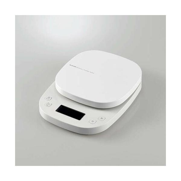 エレコム ELECOM キッチンスケール デジタル はかり 最小 0.1g 最大 2kg タイマー機能 ホワイト 自動電源オフ 見やすいバックライト パスタに便利 パン お菓子作り おしゃれ HCS-KS03WH