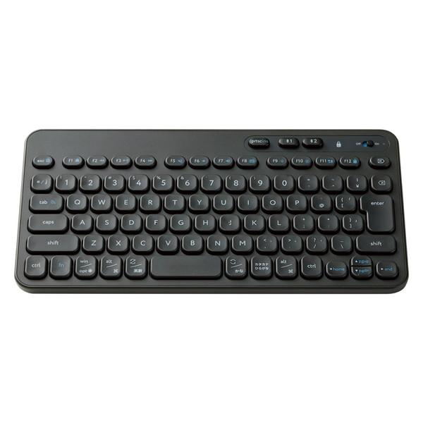 ワイヤレス キーボード Bluetooth 無線 メンブレン テンキーレス コンパクト Caps Lock無効化スイッチ 日本語配列 軽い打ち心地 抗菌 ブラック