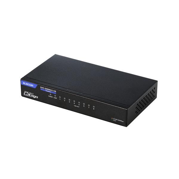 エレコム EHC-Q08MA2-HB Giga対応スイッチングHub 8ポート 2.5G 金属筐体 電源外付モデル ブラック全ポート2.5Gbpsに対応した8ポートのスイッチングハブです。片手で持てるコンパクトサイズでファンレス設計のため、...