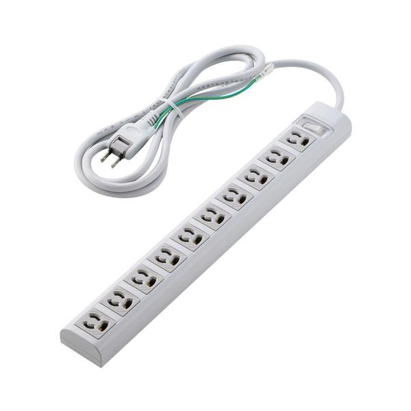 エレコム T-Y3A-31020WH OAタップ 3P 10個口 マグネット 抜け止め スイッチ 2mプロジェクターやモニターなどの3ピンプラグ機器を、アダプターなしで接続できる3ピンプラグ対応タップです。抜け止め機能付きの差込口を10口備...