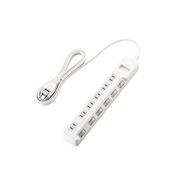 【2個セット】エレコム T-E5A-2630WH 電源タップ 延長コード 3m 6個口 ホワイト 2ピン 個別スイッチ タップ コード OAタップ スイングプラグ 省エネ 節電 白 2P