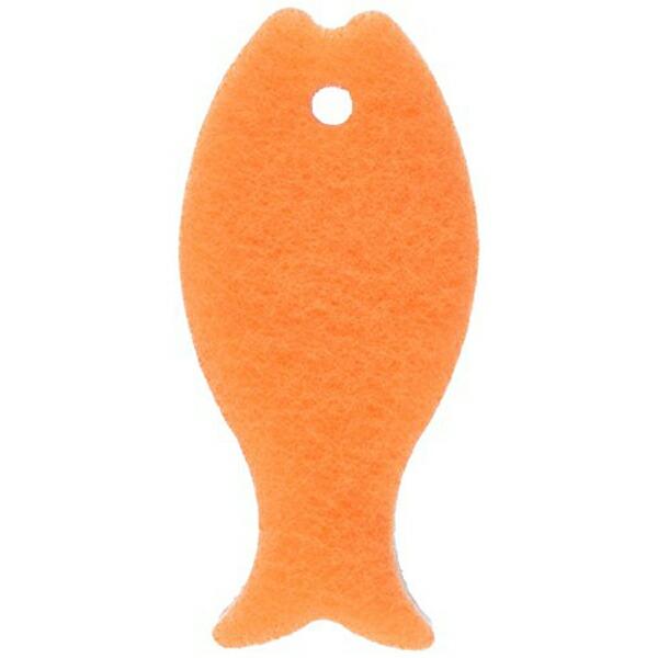 【10個セット】 マーナ K170OR おさかなスポンジ 食器洗い オレンジ 日本製 キッチン そうじ 食器用スポンジ 3層構造 泡立ち 魚型 MARNA