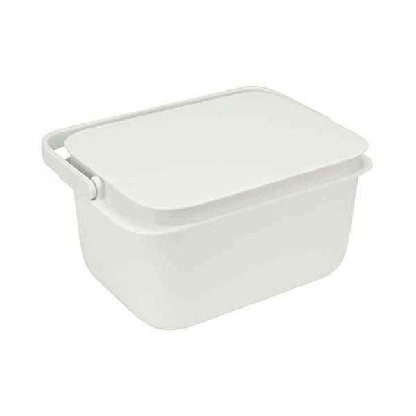 マーナ marna バケツ 四角 / 5L 蓋付きバケツ コンパクト/スクエア 取っ手付き 洗い桶 きれいに暮らす。ホワイト W627W