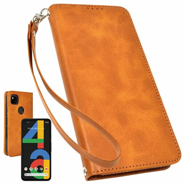 shizukawill Google Pixel4a 手帳型 ケース カバー 本革調 レザーケース GOPI4ALBR