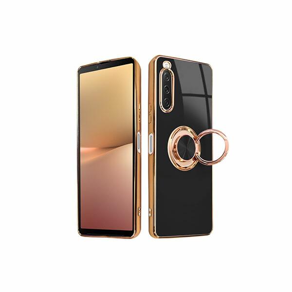 shizukawill Xperia10 V リング付きケース グリッティア SOX10M5CL5BK