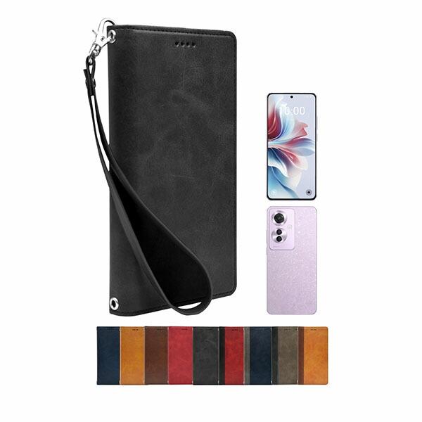shizukawill OPPO Reno11 A 手帳型 ケース カバー 本革調 レザーケース OPR11ABLACK