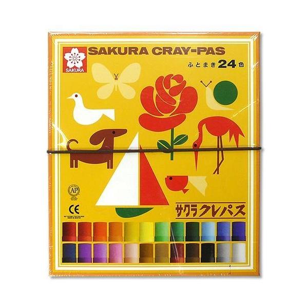 【3個セット】 サクラクレパス クレパス太巻24色ゴムヒモ付 LP24R●均一なやわらかさで混色・重色ができる特徴をもっています。クレパスのフルカラーセットです。　全24色・サイズ：H178×W153×D19mm