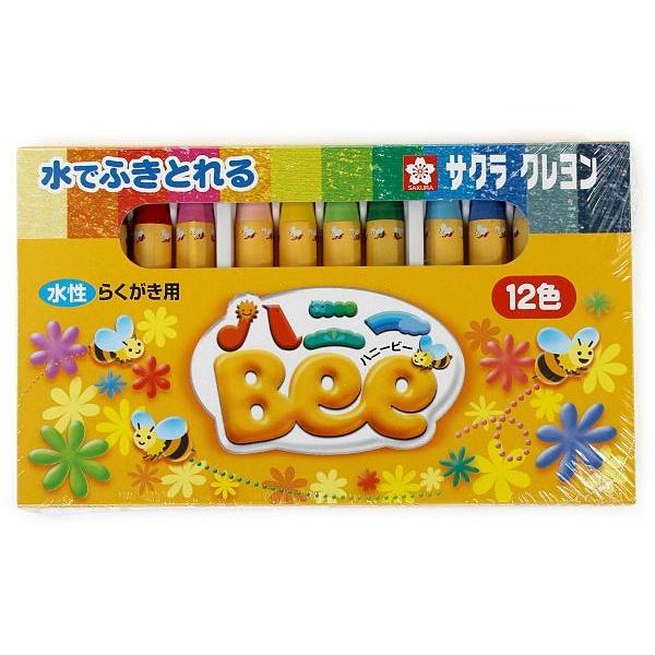 【6個セット】 サクラクレパス ハニーBee 12色●水でふき取れる水性クレヨン。ミツバチの巣より採取されるミツロウが入ってなめらかな書き味となっています。・品種：水性らくがきクレヨン・色：12色