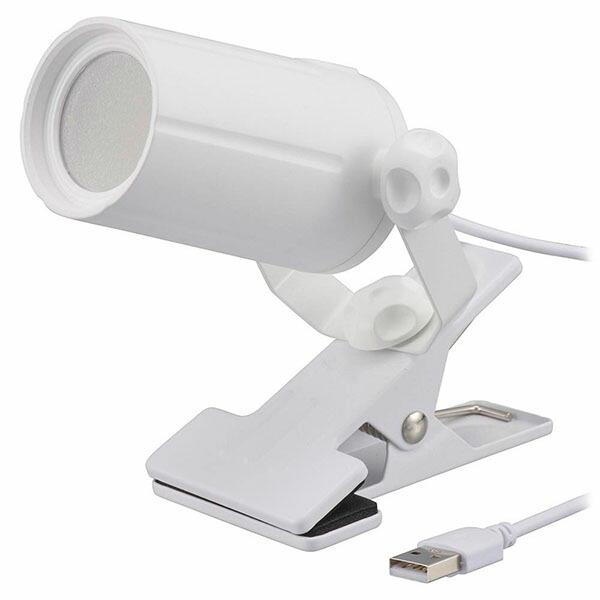 オーム電機 LTC-LC08U-WN LEDクリップライト (USB電源/300lm/5W/昼白色/USBケーブル1.5m/ホワイト) ホワイト 電機 照明器具 オーム クリップライト 読書 昼白色 ベッドサイド デスクライト 小型●小さく...