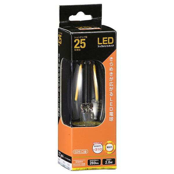 オーム電機 LDC2LC6 LED電球 C 2W クリア  OHM シャンデリア球形 全方向 オーム クリアタイプ シャンデリア球 フィラメント 電球色 電球色相当 シャンデリア形 全方向タイプ● 消費電力2.0Wで25形相当の明るさ● フ...