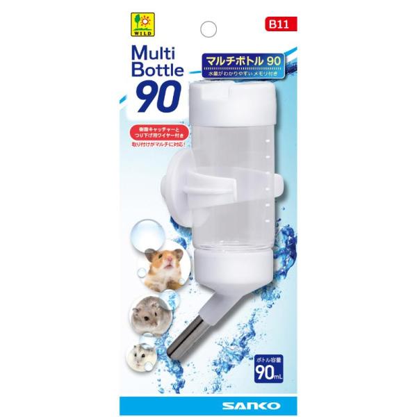 SANKO マルチウォーターボトル B11 ハムスター 給水器 水飲み 吸水 給水ボトル 小動物用品ハムスター、フクロモモンガ、シマリス等の小動物用スタンダード給水ボトル。容量90mL。【特徴】●水量がわかりやすいメモリ付き●樹脂キャッチャ...