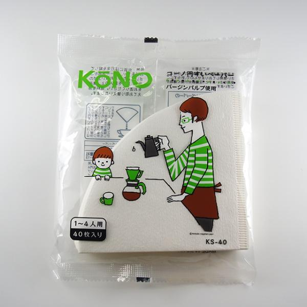 コーノ式円錐フィルター4人用専用ペーパーです。  材質：バージンパルプ 入数：40枚''珈琲,コーノ式,名門,ドリッパー'　( 爆買 ）
