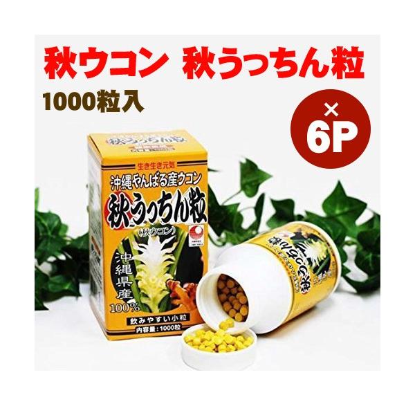 【内容量】　 1000粒（1粒/100mg）×6【賞味期限】　2年【原材料】　 秋ウコン（ウコン）、結晶セルロース、ショ糖エステル【栄養成分表示】(約3g［30粒］当たり)エネルギー ：11kcal/たんぱく質：0.17g/脂質：0.06g...