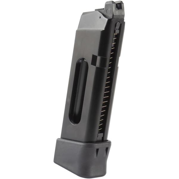 G19 CO2 12gマガジン（G19対応のマガジンバンパーを装着）。装弾数 : 24発。※使用にはCO2 12gカートリッジが必要です（別売）対応 : [ BATON airsoft ] GLOCK G19 Gen5 MOS CO2GBB...
