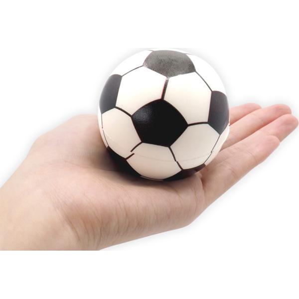サッカーボールの模様が描かれた手のひらサイズのボールです。ポリウレタン製のため，軽くてやわらかいです。水に浮くので，プールの水遊びでも使えます。「ブルー，オレンジ，グリーン，レッド，イエロー，ホワイト」の６色セットになります。ウレタンのため...