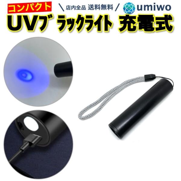 商品名：ミニ UV ブラックライト 充電式 365nm 紫外線 LED 携帯 microUSB 小型 コンパクト レジン 硬化 汚れ ペット おしっこ 接着剤 夜間 照明 釣り アニサキス 蓄光 コンパクトなUVブラックライトレジンやジェル...