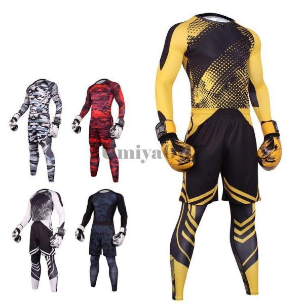 3枚セット コンプレッションウェア メンズ 上下セット 加圧シャツ ハーフパンツ ロングタイツ トレーニング ランニングウエア[素材]伸縮性に優れた速乾素材(ポリエステル、ポリウレタン)[原産国] 中国※イメージ画像にて着用していますシャツ...