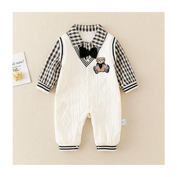 商品名 デザインと着心地の良さどちらも兼ね備えたロンパースです。普段着にはもちろん、SNSの写真撮影やイベントにもぴったり♪出産祝い・誕生日などプレゼントとしても選ばれております。股と首元にスナップボタンが付いているので着替えやオムツ替えも...