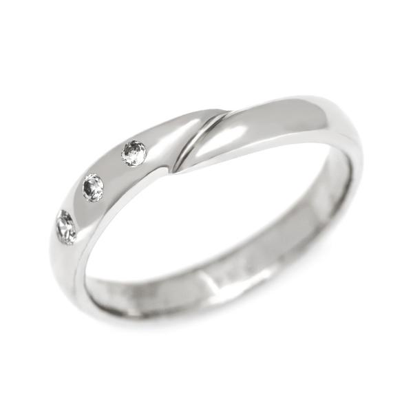 ■地金：プラチナ900■石：ダイヤモンド 3pc　約 0.06ct■最大幅：3.2mm【ms-33】