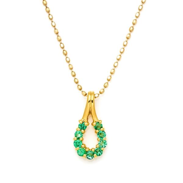 ネックレス 18K 18金 10K 10金 PT900 馬蹄 ホースシュー 誕生日 5月誕生石 イエローゴールド ホワイトゴールド メッセージ ギフト 贈り物【商品番号】PN1003【商品名】エメラルド ペンダントトップ 「fortuna」...