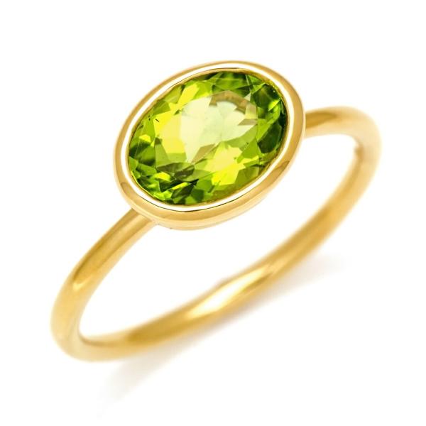 指輪 18K 18金 覆輪留め 誕生日 8月誕生石 メッセージ ギフト 贈り物 ピンキーリング対応可能【商品番号】RG0724【商品名】K18 ペリドット リング 「ignudo」【商品情報】■地金:K18 イエローゴールド（画像サンプル品...