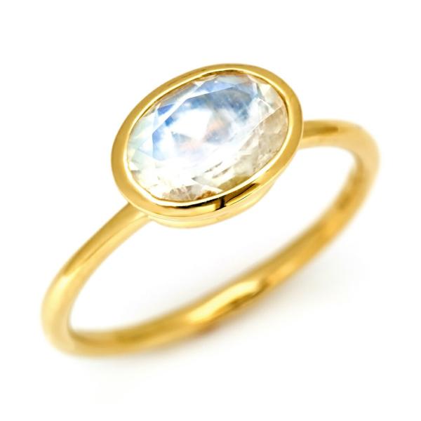 指輪 ゴールド 18K 18金 覆輪留め 誕生日 6月誕生石 メッセージ ギフト 贈り物 ピンキーリング対応可能【商品番号】RG0727【商品名】K18 ブルームーンストーン リング 「ignudo」【商品情報】■地金:K18 ホワイトゴー...