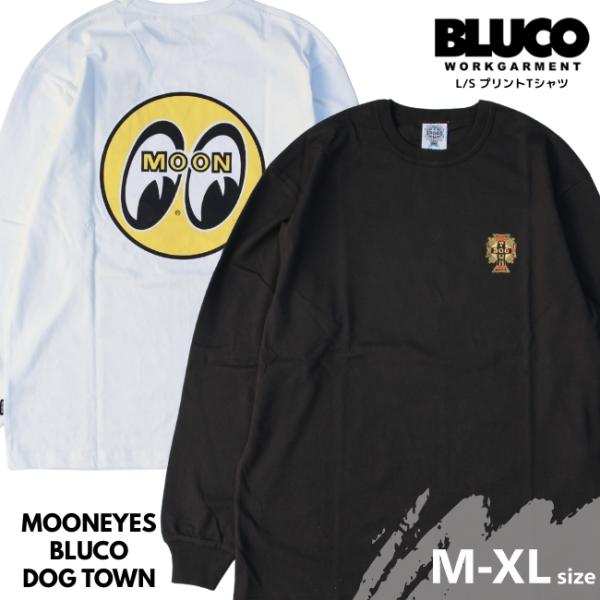 【HOT ROD CUSTOM SHOW 2025 限定アイテム】BLUCO ブルコMOONEYES x DOGTOWN x BLUCOL/S プリントTシャツ158-12-030＜BLACK/WHITE＞---------------★M...