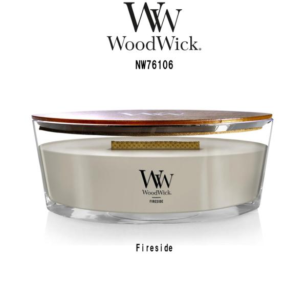 WoodWick(並行輸入品)Hearthwich Ellipse Candle Lだ円型の容器が特徴的なハースウィックエリプスキャンドルFireside(ファイアサイド)アンバー、ベチバー、ムスクの豊かな香りのバランスで、暖炉の火を囲んで...