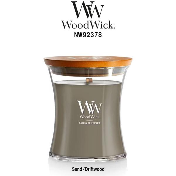 WoodWick(並行輸入品)Medium Hourglass candle砂時計をイメージした容器が特徴のアワーグラスキャンドルMSand &amp; Driftwood(サンド&amp;ドリフトウッド)太陽に洗われた木の香りが、シーグラ...