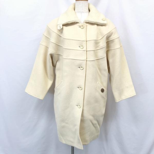 HENRI-LUC CHAPUIS アンリ・リュ・シャピュイ 9号 M レディース 中綿 コート 厚手の肩パッド 長袖 毛×ナイロン(キュプラ裏地) アイボリー