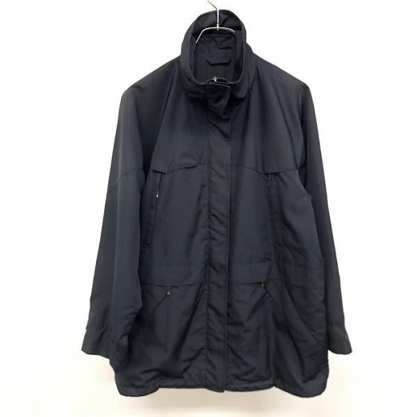 SANYO COAT 三陽商会 サンヨーコート 7号 S レディース 薄手 ジャケット ドットボタン×ジップ留め メッシュ裏地 長袖 ポリ100% ネイビー