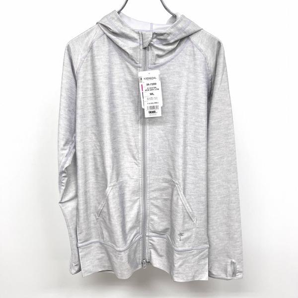 【新品】ICEPARDAL アイスパーダル L レディース 女性 薄手 ラッシュガード ダブルジップ パーカー ジャケット 長袖 ポリなど 杢グレー