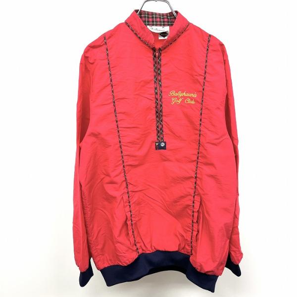 THE Mary Coppinger - M メンズ 男性 薄手 ゴルフ プルオーバージャケット 一部チェック 長袖 ナイロン100% 赤×紺×黄×緑など レッド