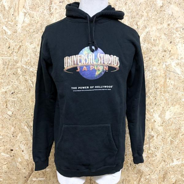 J:COM ジェイコム フリー メンズ プルオーバーパーカー スウェット 『UNIVERSAL STUDIOS JAPAN / THE POWER OF HOLLYWOOD』 長袖 綿100% 黒