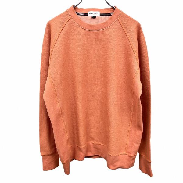 element of SIMPLE LIFE プルオーバーカットソー マイクロリブ ラグラン 長袖 無地 ポリエステル×綿×ポリウレタン L 杢オレンジ メンズ