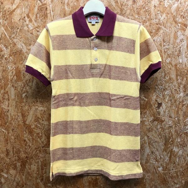 Tass Finder タスファインダー Mサイズ レディース ポロシャツ ボーダー 柄 カットソー 半袖 綿100% イエロー×パープル系 黄色×紫系