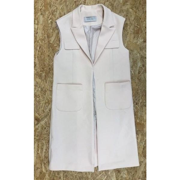 RIESLING リースリング サイズ不明 レディース ノースリーブコート 裏地アリ 無地 テーラードカラー サーモンピンク