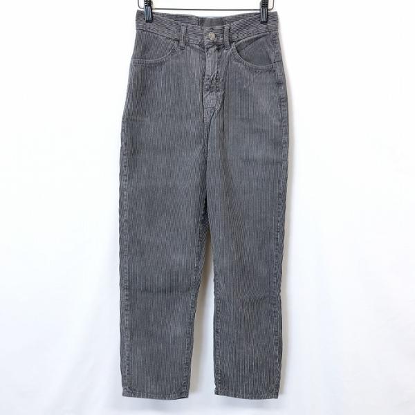 1m one meter JEANS - S レディース コーデュロイ パンツ ボトムス テーパード 無地 ジップフライ 綿100% コットン チャコールグレー 灰色