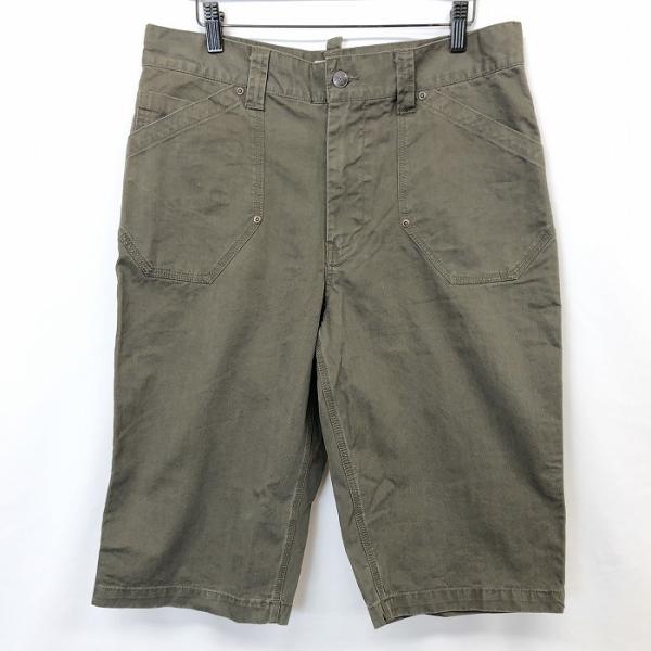 REAL CRUSH CLOTHING - XL メンズ テーパードショーツ ショートパンツ クロップドパンツ ハーフパンツ ジップフライ 綿100% ダークカーキ系