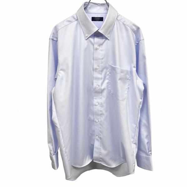 テムズポイント THAMES POINT ドレスシャツ ワイシャツ ボタンダウン 胸ポケット 長袖 ロングテール 綿100% 41-82 ブルー 青 メンズ