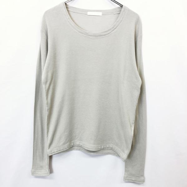 BOUNA GIORNATA ボナジョルナータ M メンズ 男性 Tシャツ カットソー 無地 Uネック 長袖 ロングスリーブ 綿×レーヨン グレーベージュ系