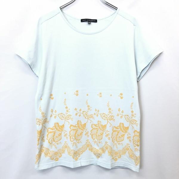 ELEY KISHIMOTO × UNIQLO イーリーキシモト × ユニクロ XL レディース Tシャツ カットソー プリント 花柄 ラグラン 半袖 ライトブルー系