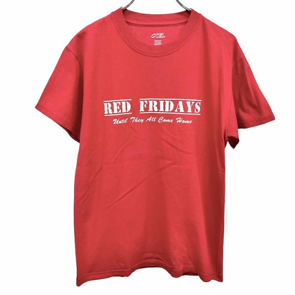 ポートアンドカンパニー PORT＆COMPANY Tシャツ 輸入古着 ミリタリー 『RED FRIDAYS』 アメリカ兵 メッセージ 半袖 綿100% S 赤 レディース