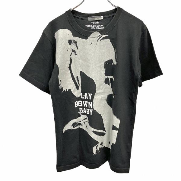 オンボード On Board Tシャツ スリムフィット LAY DOWN BABY ハイヒール プリント ラインストーン 半袖 丸首 綿100% M ブラック 黒 メンズ