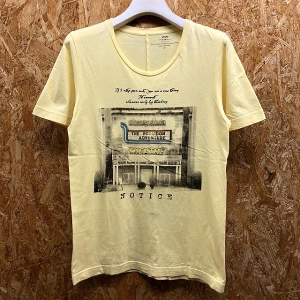 SHIPS JET BLUE シップス S レディース Tシャツ フォトプリント 『Sidney Lust's / THEATRE』 英字 Uネック 半袖 綿100% イエロー 黄色
