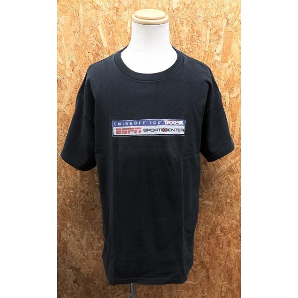 FRUIT OF THE LOOM HEAVY COTTON - XL メンズ インポート古着 Tシャツ 両面プリント 『INSIDE TRACK』 カットソー 半袖 綿100% ブラック 黒