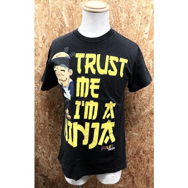 ※ブランド不明 - - メンズ インポート古着 Tシャツ 『TRUST ME I'M A NINJA』 ビッグプリント 老忍者 カットソー 半袖 - ブラック 黒