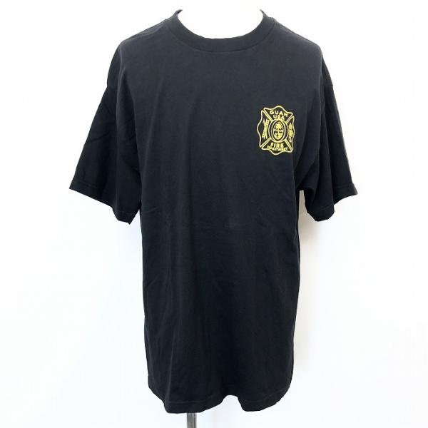 ALSTYLE アルスタイル L メンズ インポート古着 Tシャツ カットソー 『GUAM USA FIRE DEPARTMENT』 両面プリント 半袖 綿100% ブラック 黒