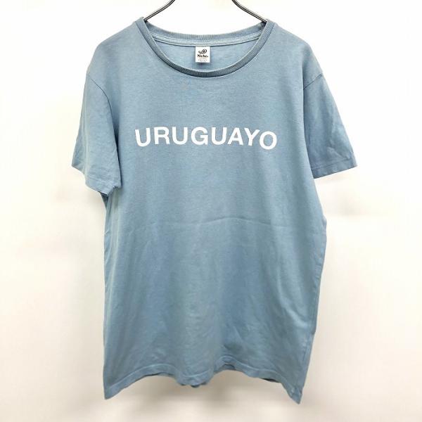Niche. ニッチ M メンズ Tシャツ カットソー 英字プリント URUGUAYO ウルグアイ 丸首 半袖 USA製 綿100% コットン ヘザーブルー系 青系